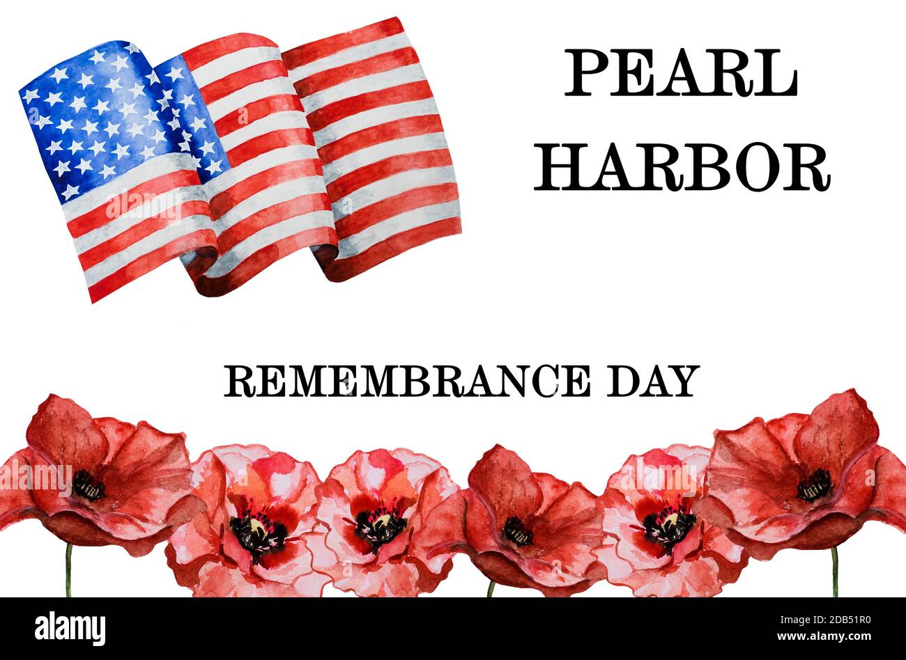Pearl Harbor Remembrance Day. Greeting inscription. National holiday ...
