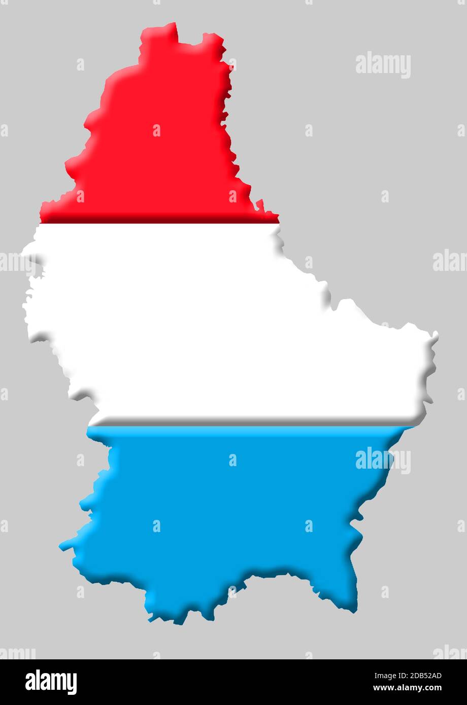 3D map of Luxembourg with colours of the national flag Stock Photo - Alamy