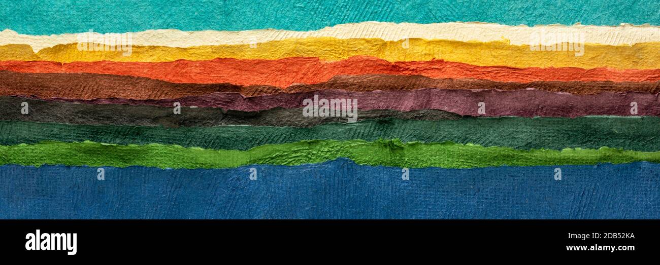 hilly countryside with blue sky and lake - abstract landscape created ...