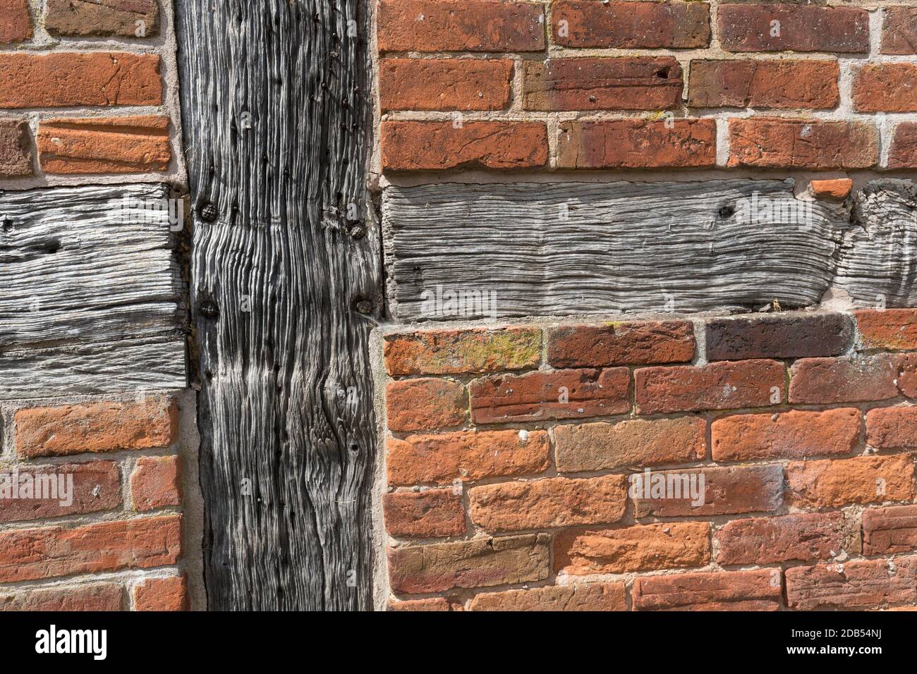 Timber and brick barn wall, Boscobel House, Shropshire, England, UK ...