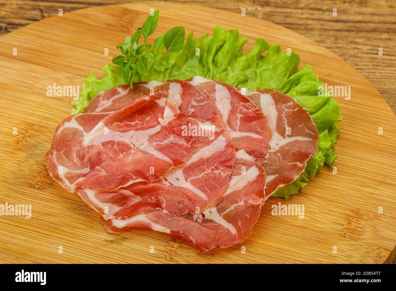 Delicous Smoked pork neck slices snack Stock Photo - Alamy