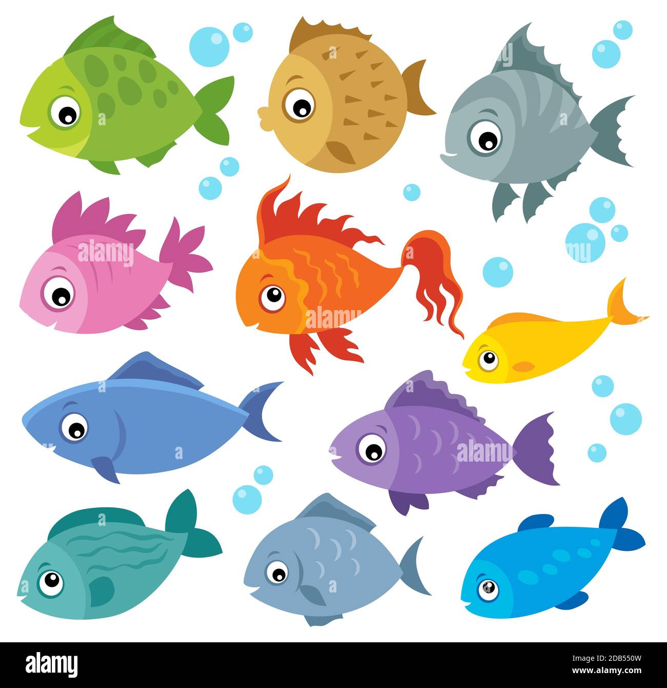 Stylized fishes theme set 2 - picture illustration Stock Photo - Alamy