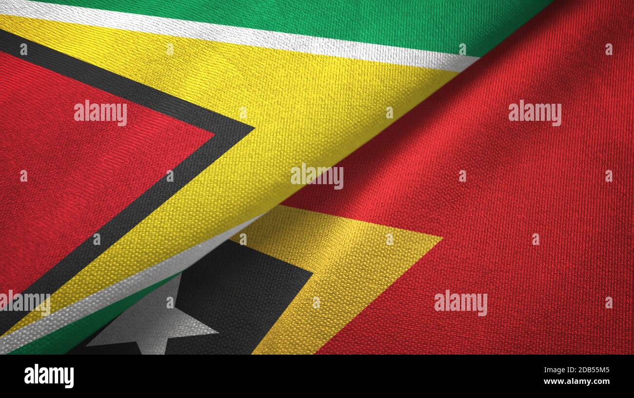 Guyana and Timor-Leste East Timor two flags textile cloth, fabric ...
