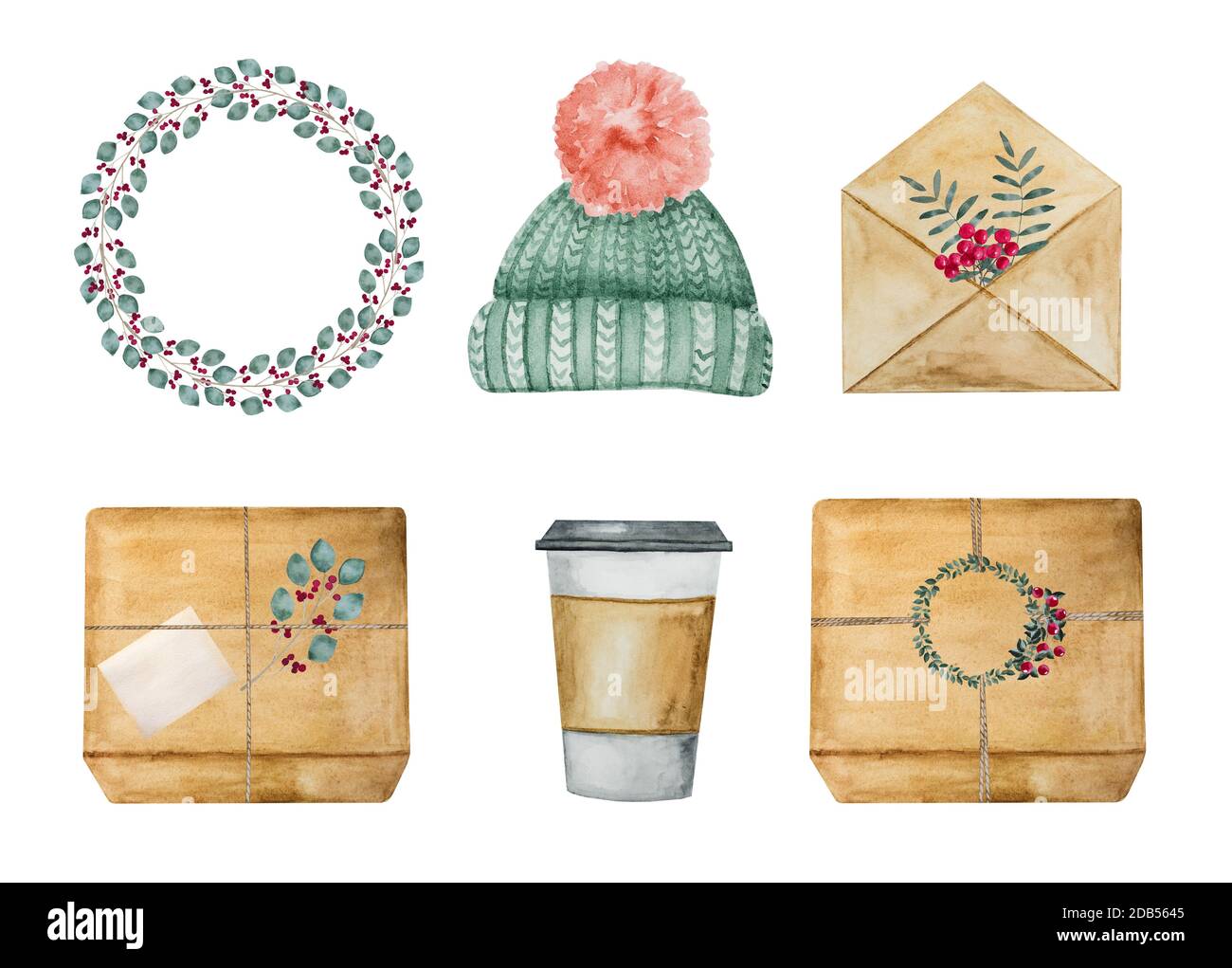 Beautiful drawing of boxes with gifts. Close-up Stock Photo - Alamy