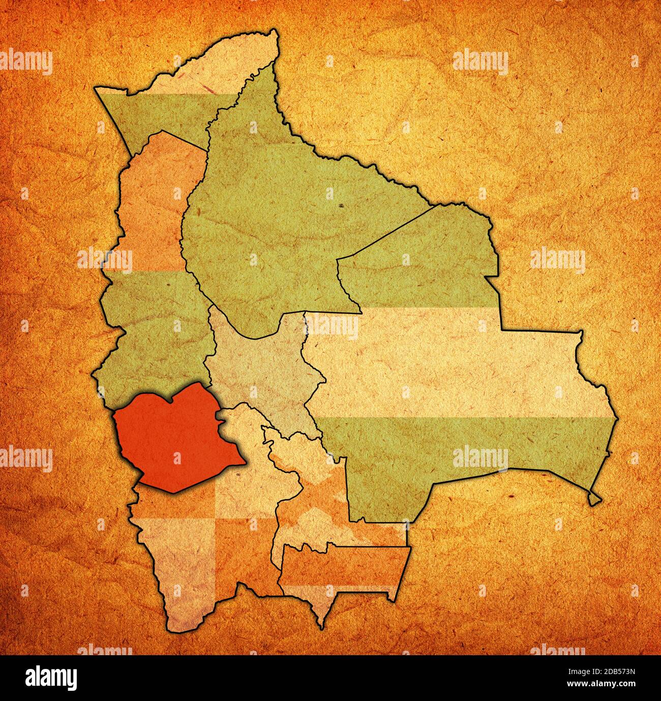 territory and flag of Oruro region on map with administrative divisions ...