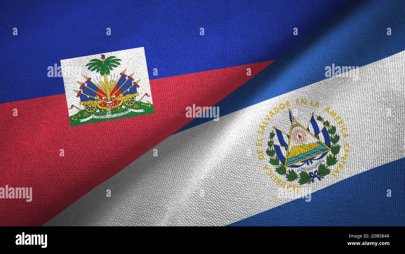 Haiti and El Salvador two flags textile cloth, fabric texture Stock ...