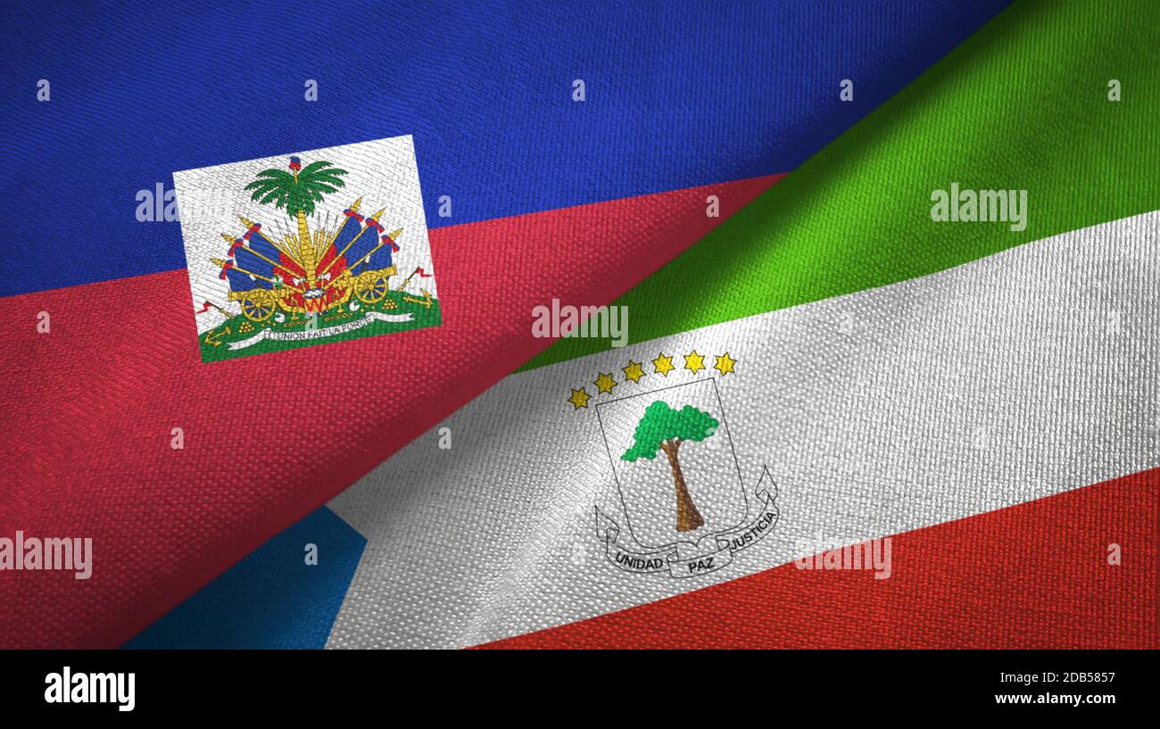 Haiti and Equatorial Guinea two flags textile cloth, fabric texture ...