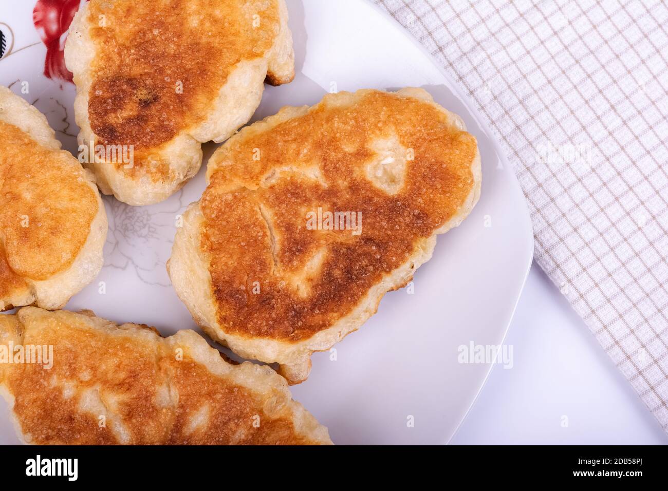 Traditional Bulgarian, Balkan homemade dough breakfast Mekitsi, Mekici ...