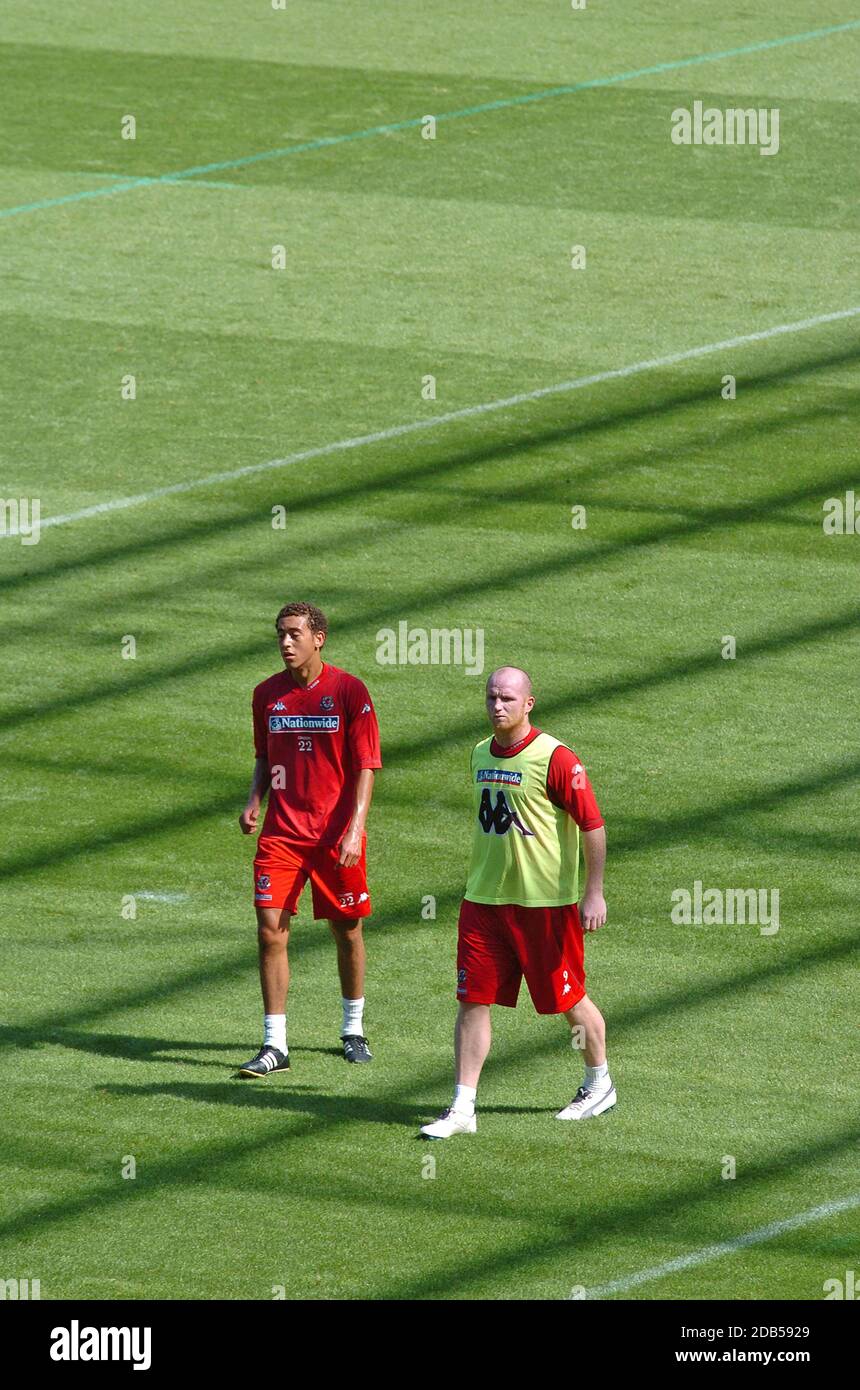 John Hartson training with the Wales football squad at the Liberty ...