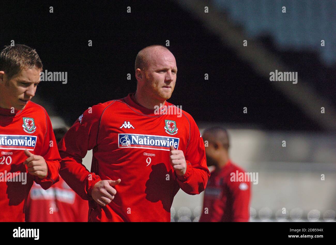 John Hartson training with the Wales football squad at the Liberty ...