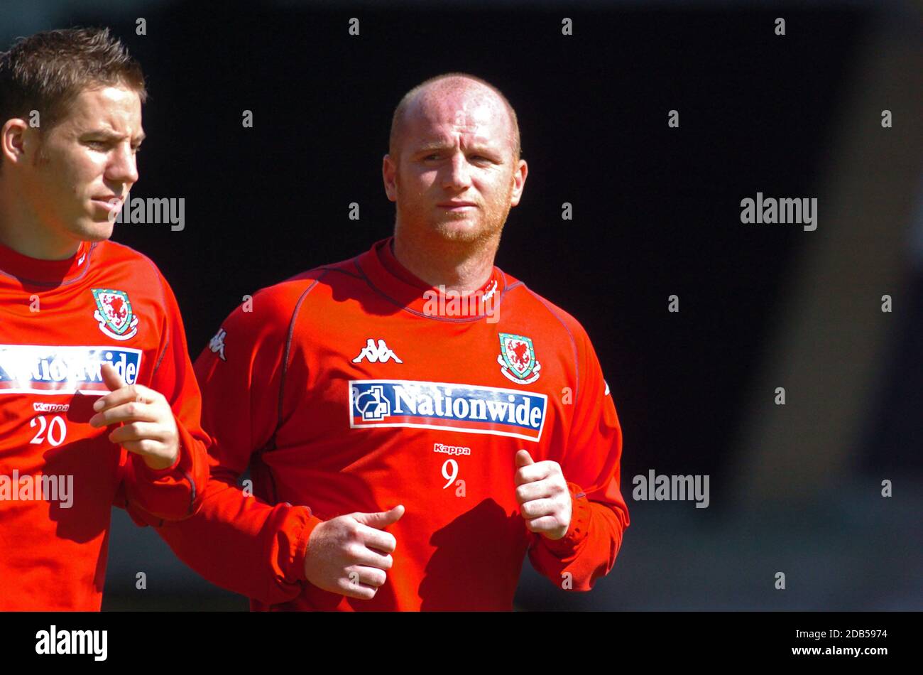 John Hartson training with the Wales football squad at the Liberty ...