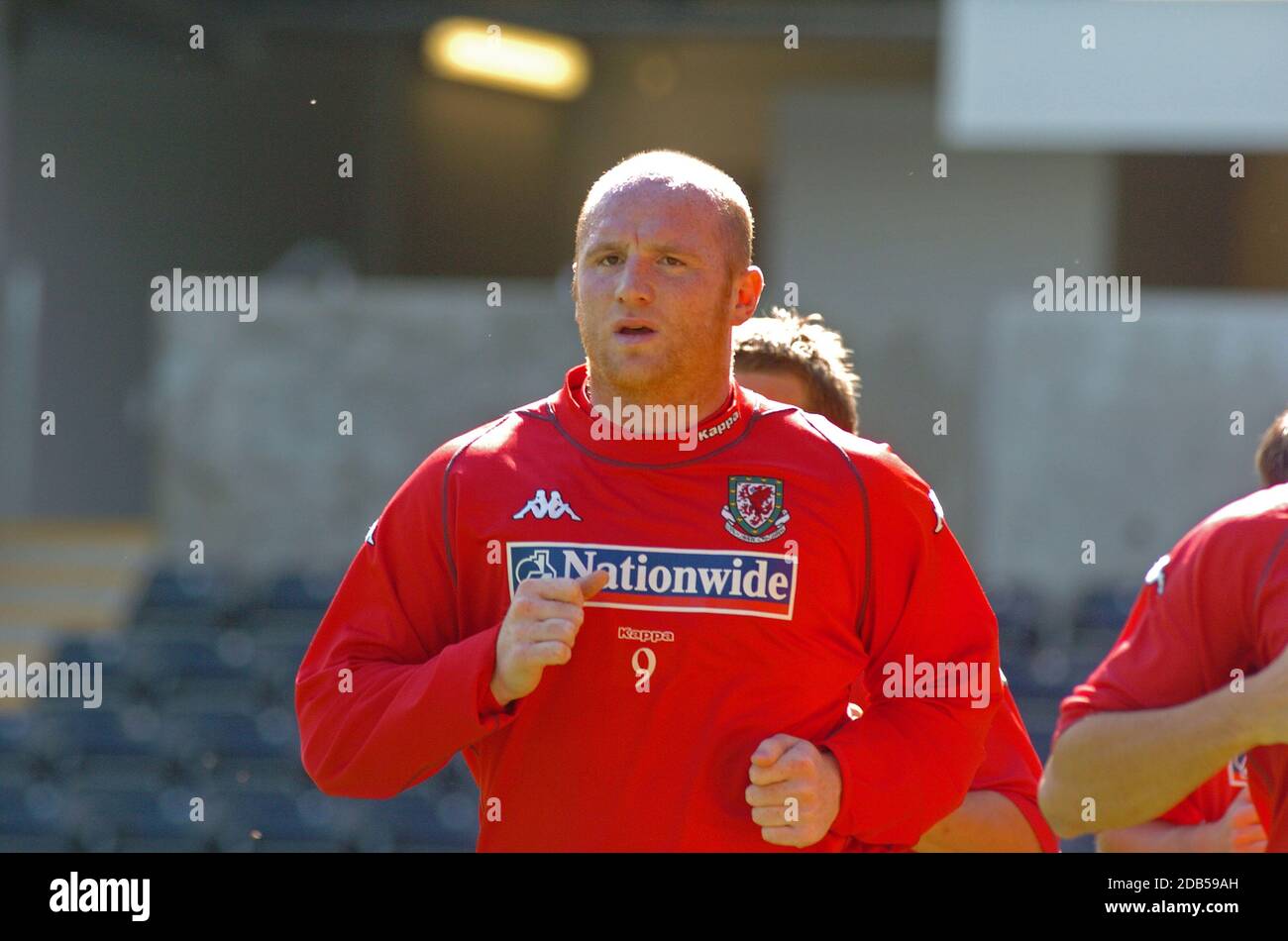 John Hartson training with the Wales football squad at the Liberty ...