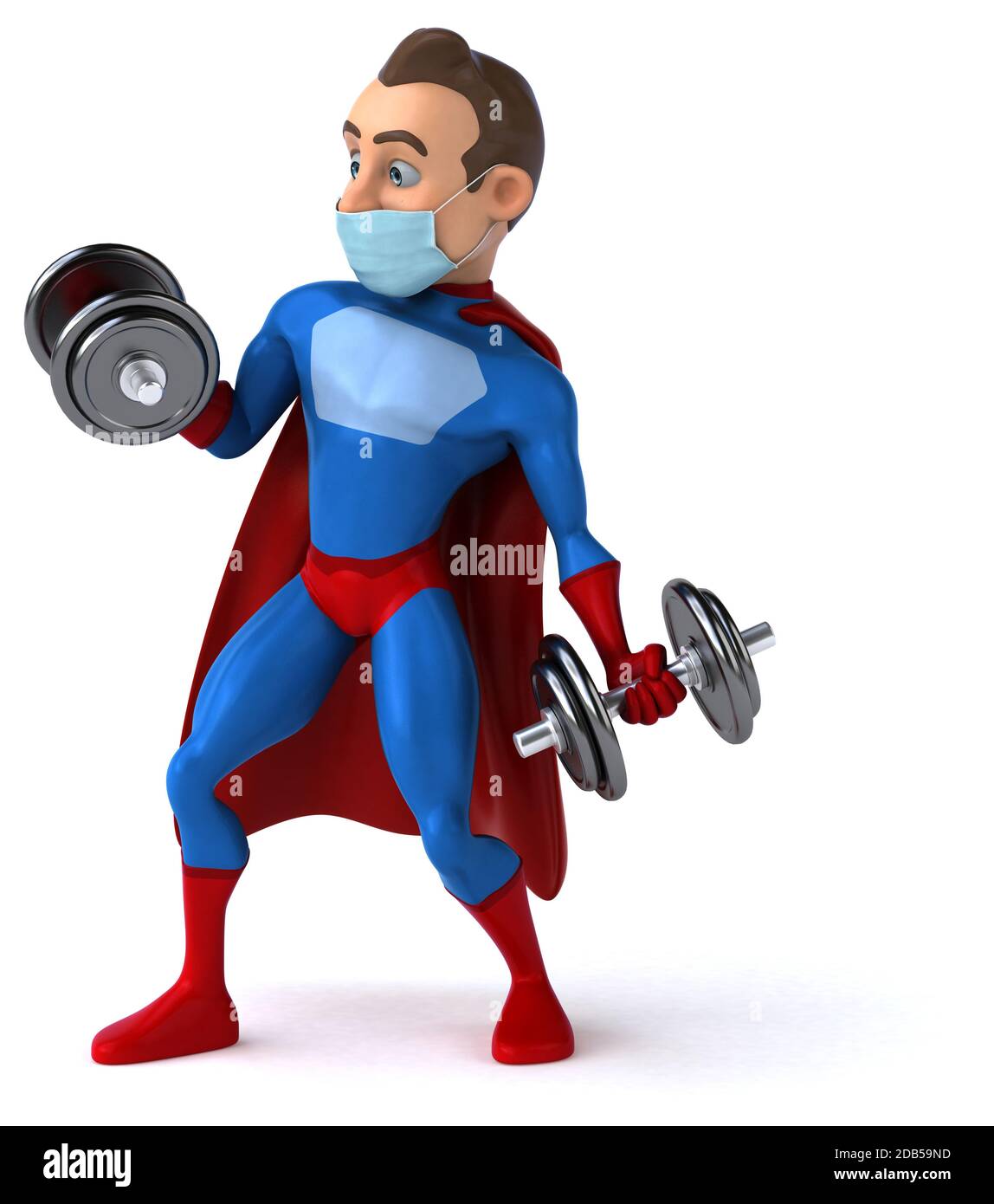 3D illustration of a cartoon character with a mask Stock Photo - Alamy