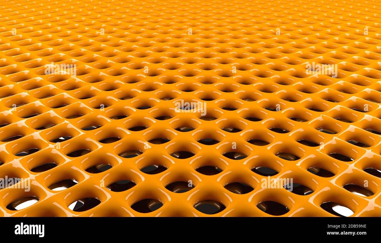 Glossy orange metal grid pattern using as modern background, 3d ...