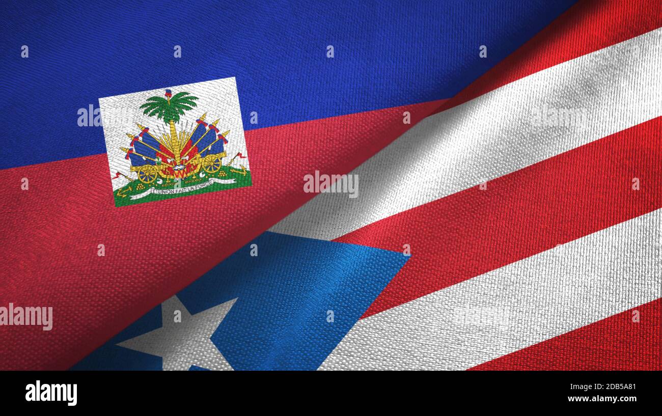 Haiti and Puerto Rico two flags textile cloth, fabric texture Stock ...