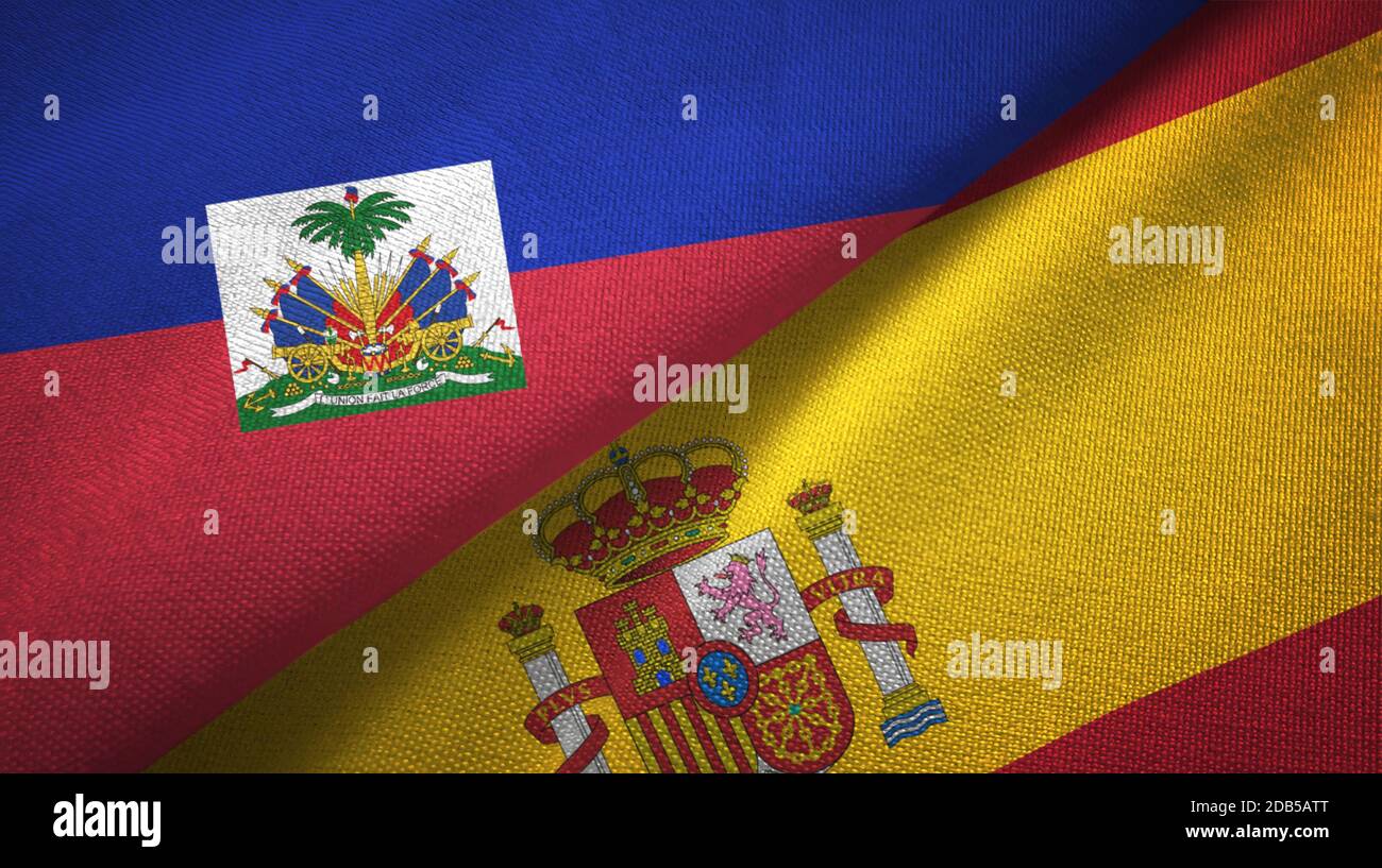 Haiti and Spain two flags textile cloth, fabric texture Stock Photo - Alamy