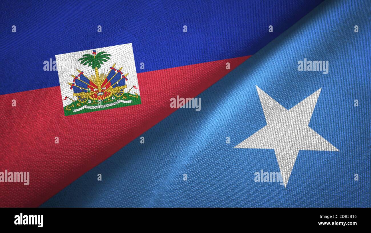 Haiti and Somalia two flags textile cloth, fabric texture Stock Photo ...