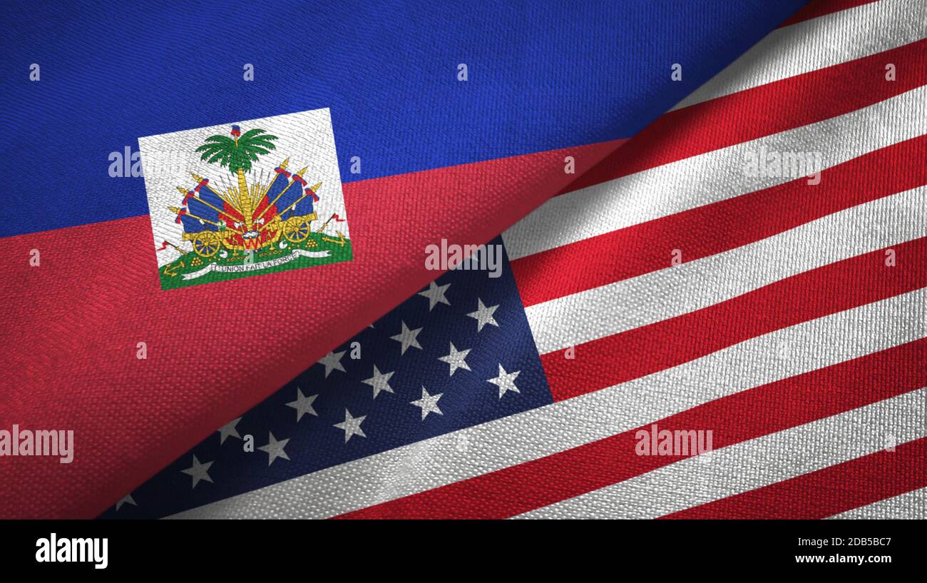 Haiti and United States two flags textile cloth, fabric texture Stock ...