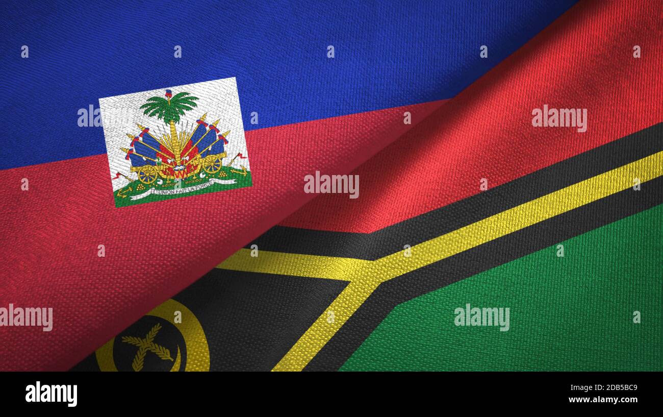 Haiti and Vanuatu two flags textile cloth, fabric texture Stock Photo ...