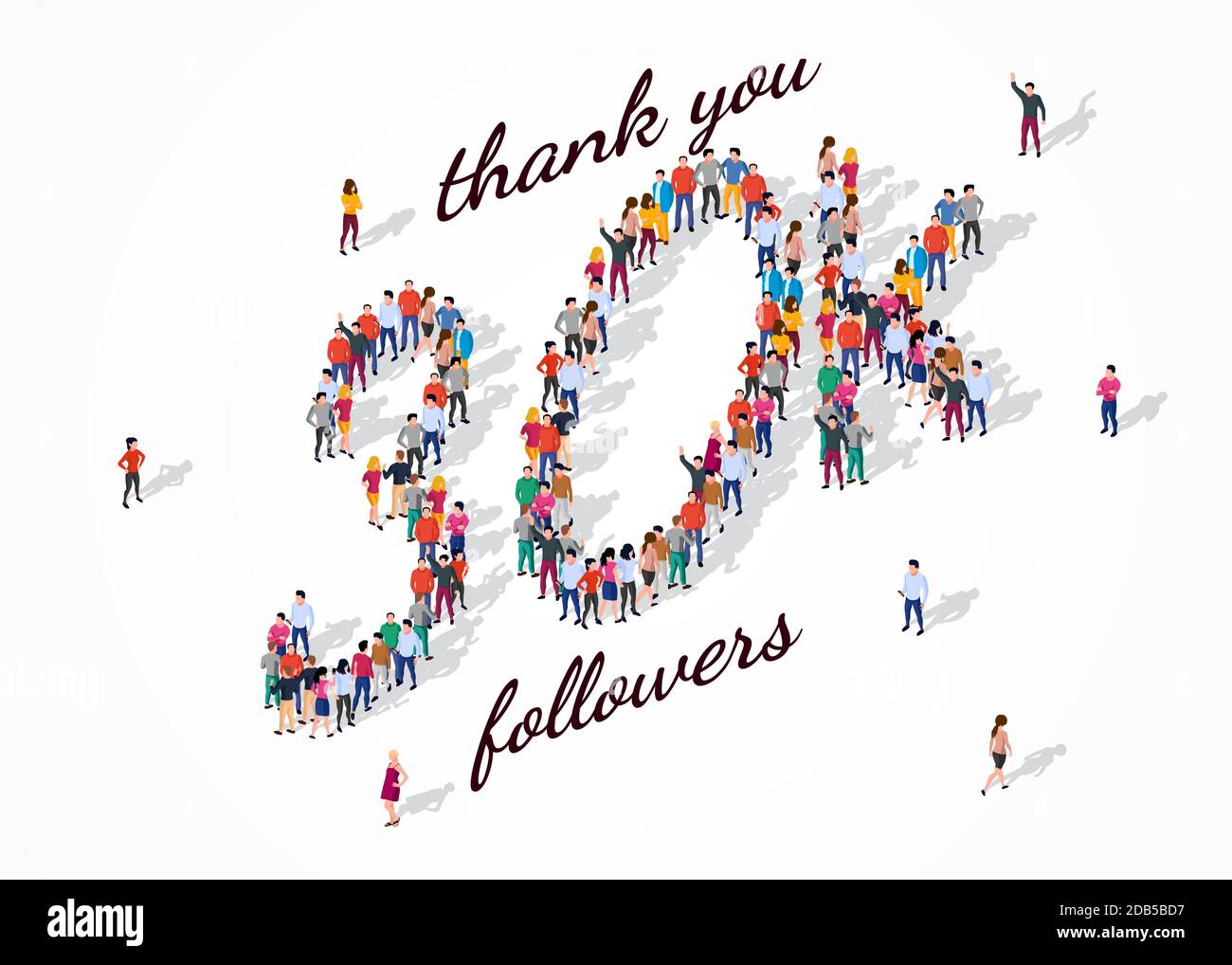 30K Followers. Group of business people are gathered together in the ...