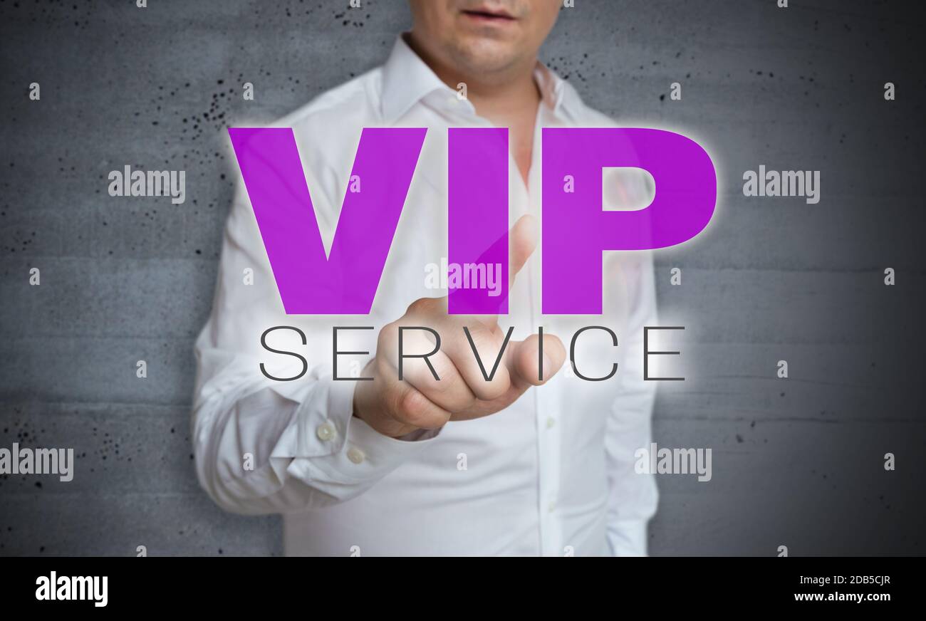 Vip Service touchscreen is operated by man Stock Photo - Alamy
