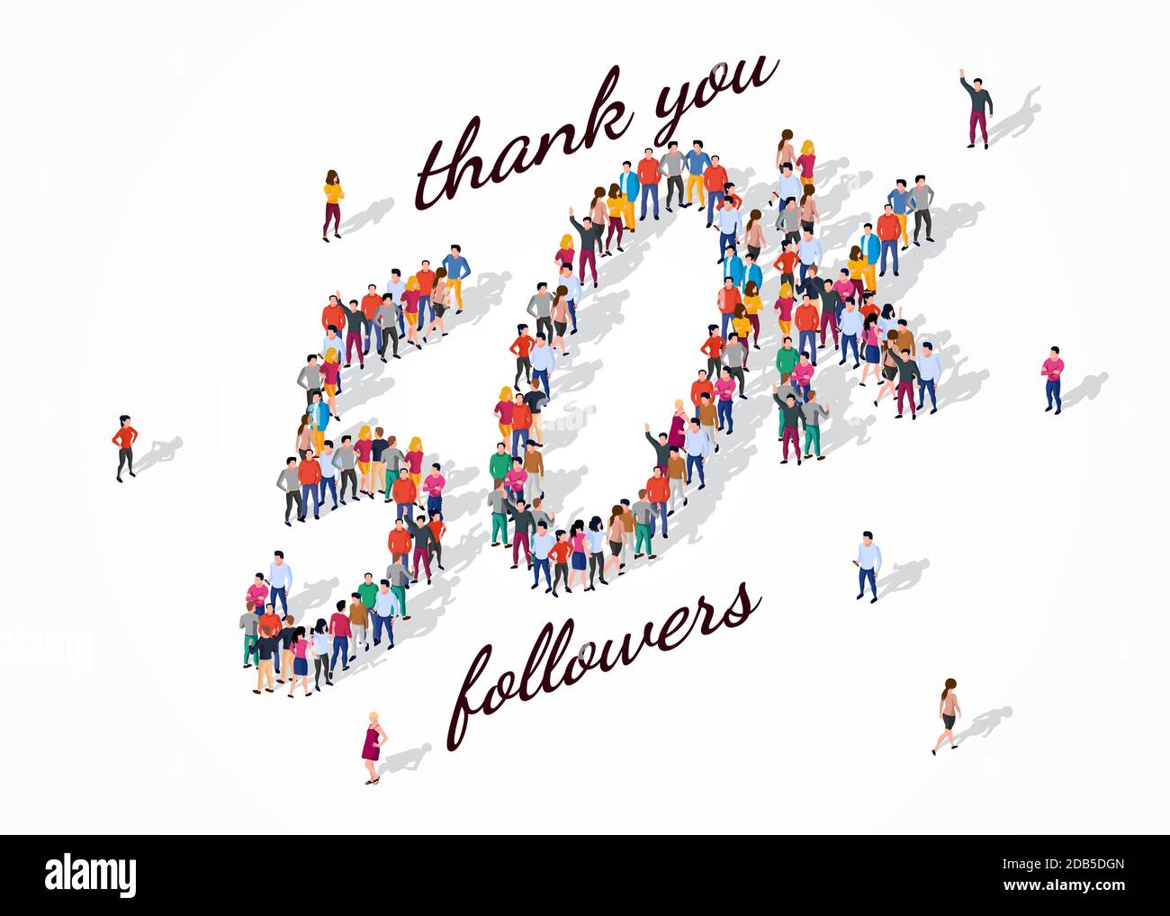 50K Followers. Group of business people are gathered together in the ...