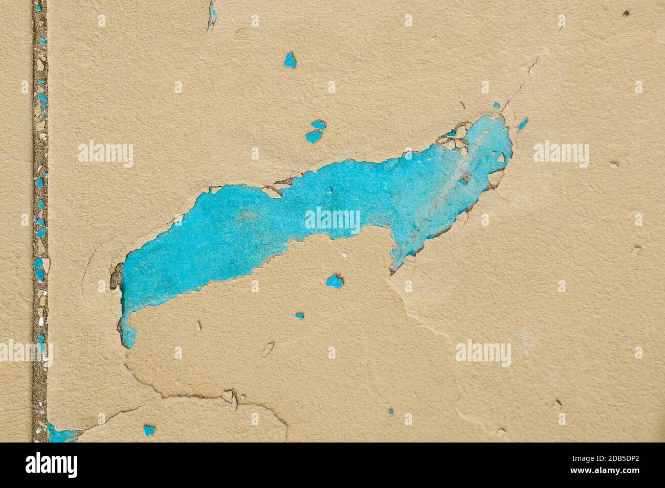 The blue paint has flaked off on the part of wall background Stock ...