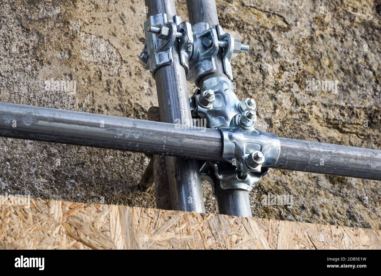 Scaffolding Elements Construction. Metal scaffolding tubes and bars ...