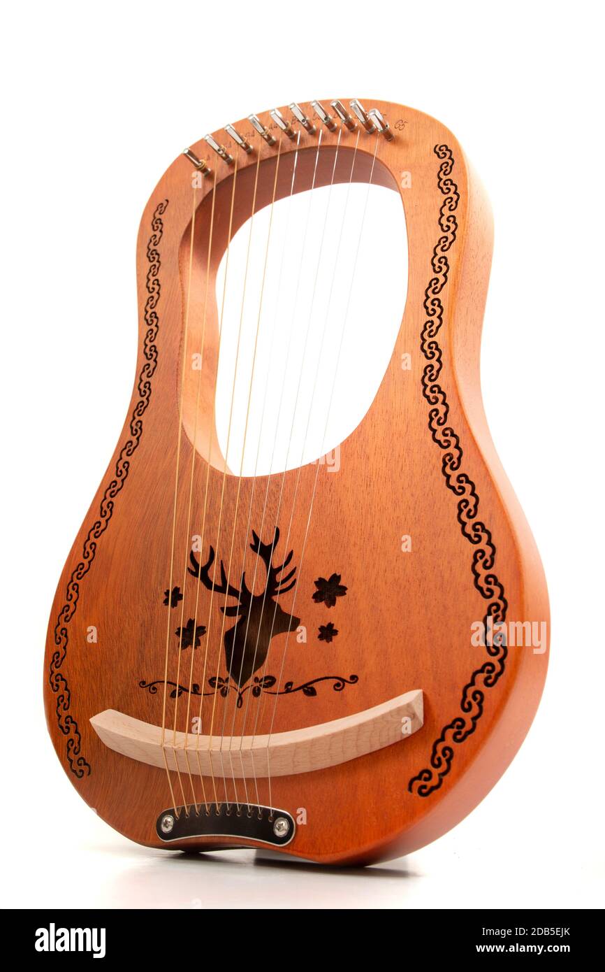 stringed lyre musical instrument isolated on a white background Stock ...