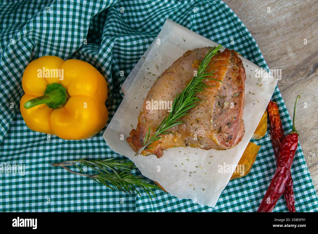 Whole roasted chicken rosemary and chilli. Baked chicken grilled ...