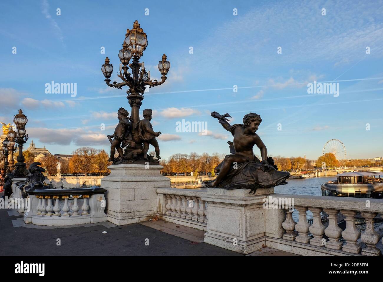 Paris, France - November 2017: View from the Alexander III bridge to ...