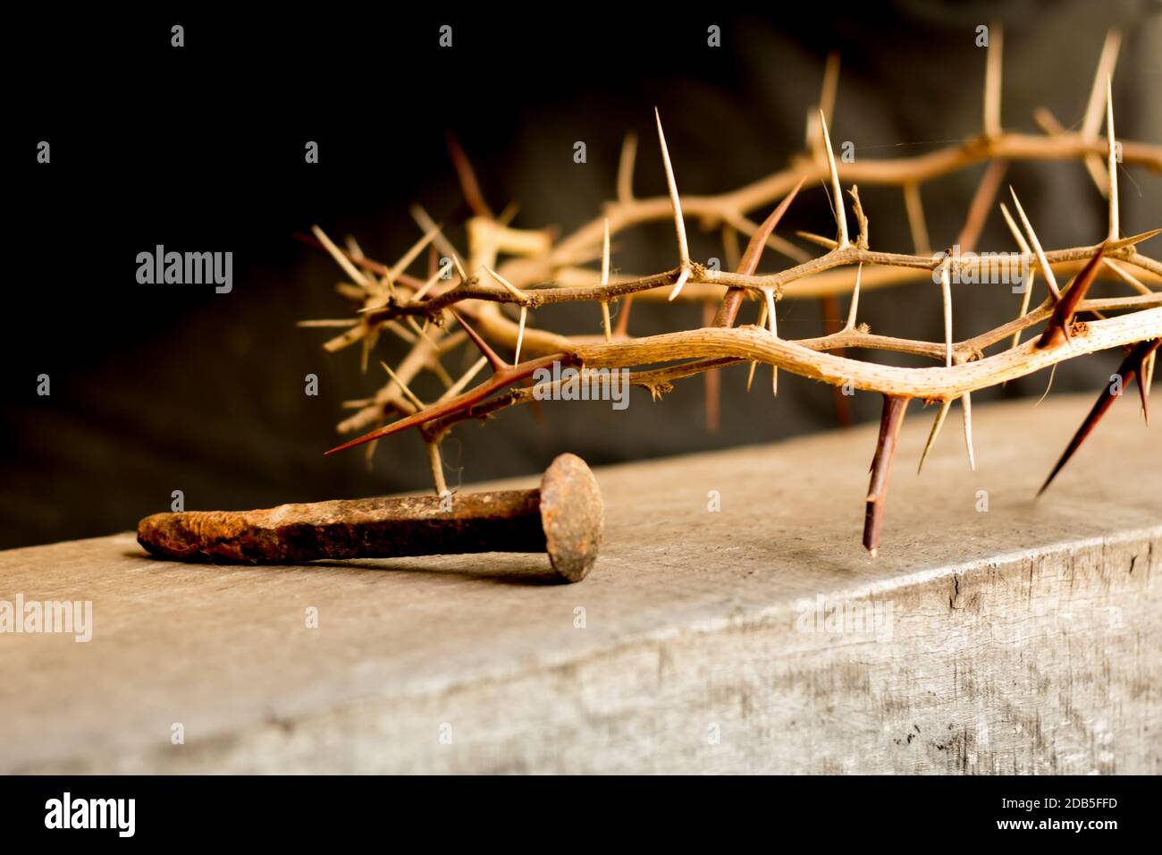 crown of thorns and nails symbols of the Christian crucifixion in ...