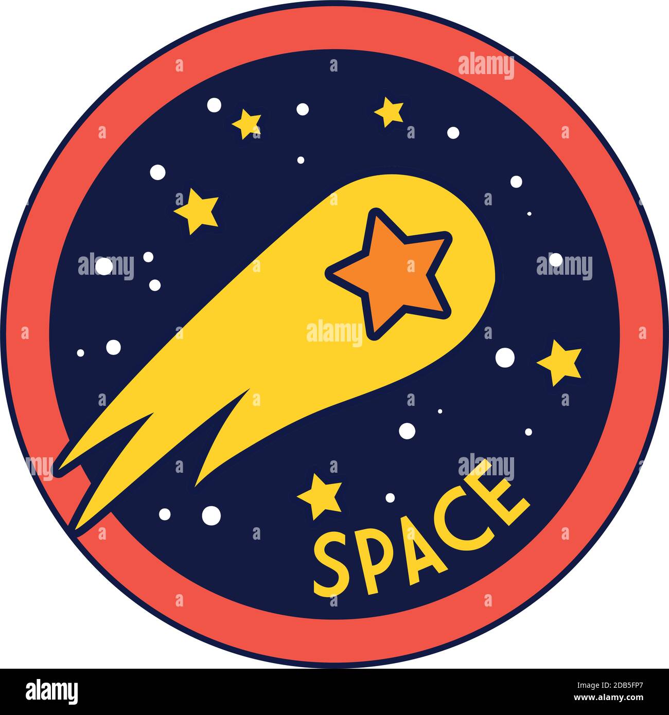space badge with shooting star line and fill style vector illustration ...