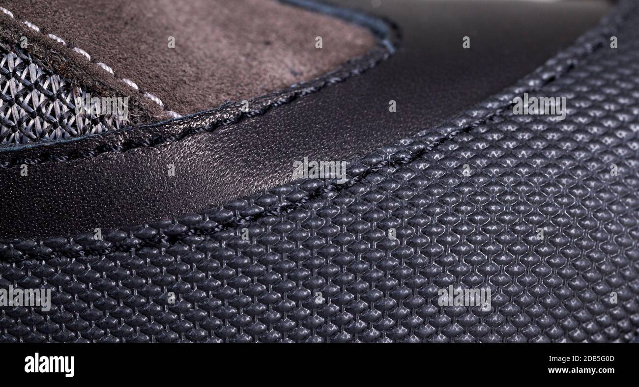 details of new shoes, close-up of leather materials from which the ...