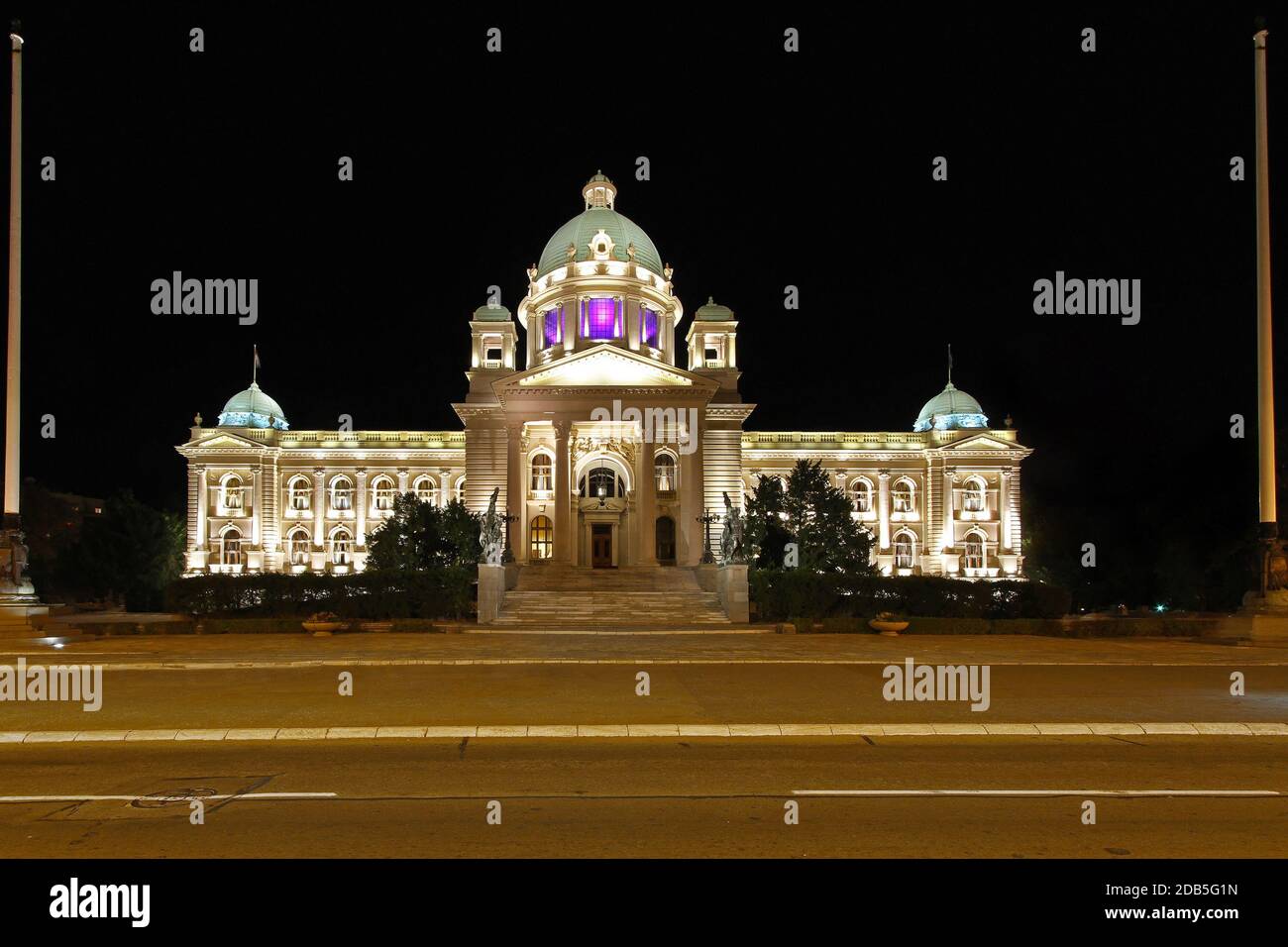 Serbian Parliament Building in Belgrade at Night Stock Photo - Alamy