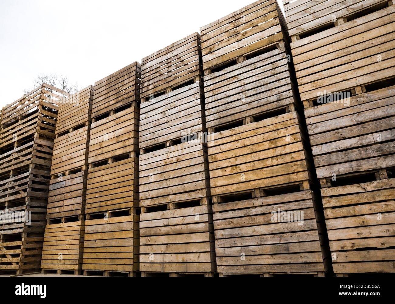 folded empty wooden boxes in warehouses, boxes are designed for ...