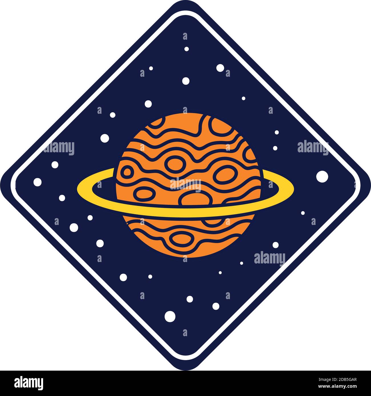 space badge with saturn planet line and fill style vector illustration ...