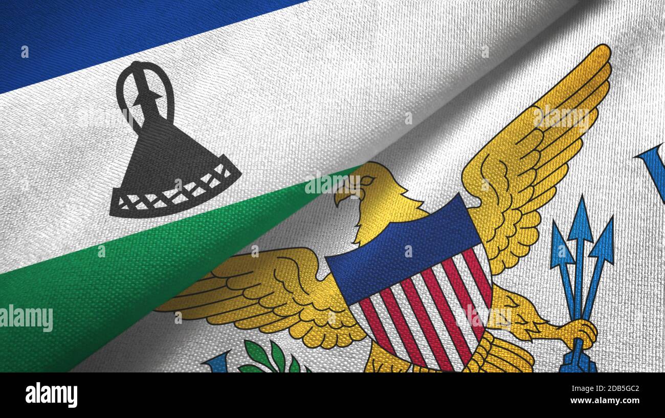 Lesotho and Virgin Islands United States two flags textile cloth ...