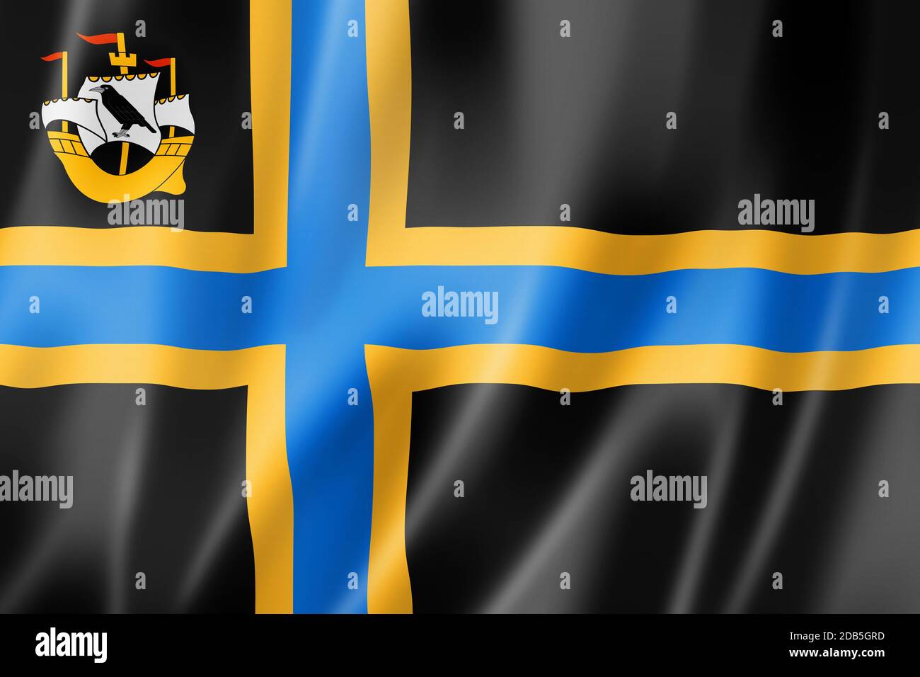 Caithness County flag, United Kingdom waving banner collection. 3D ...