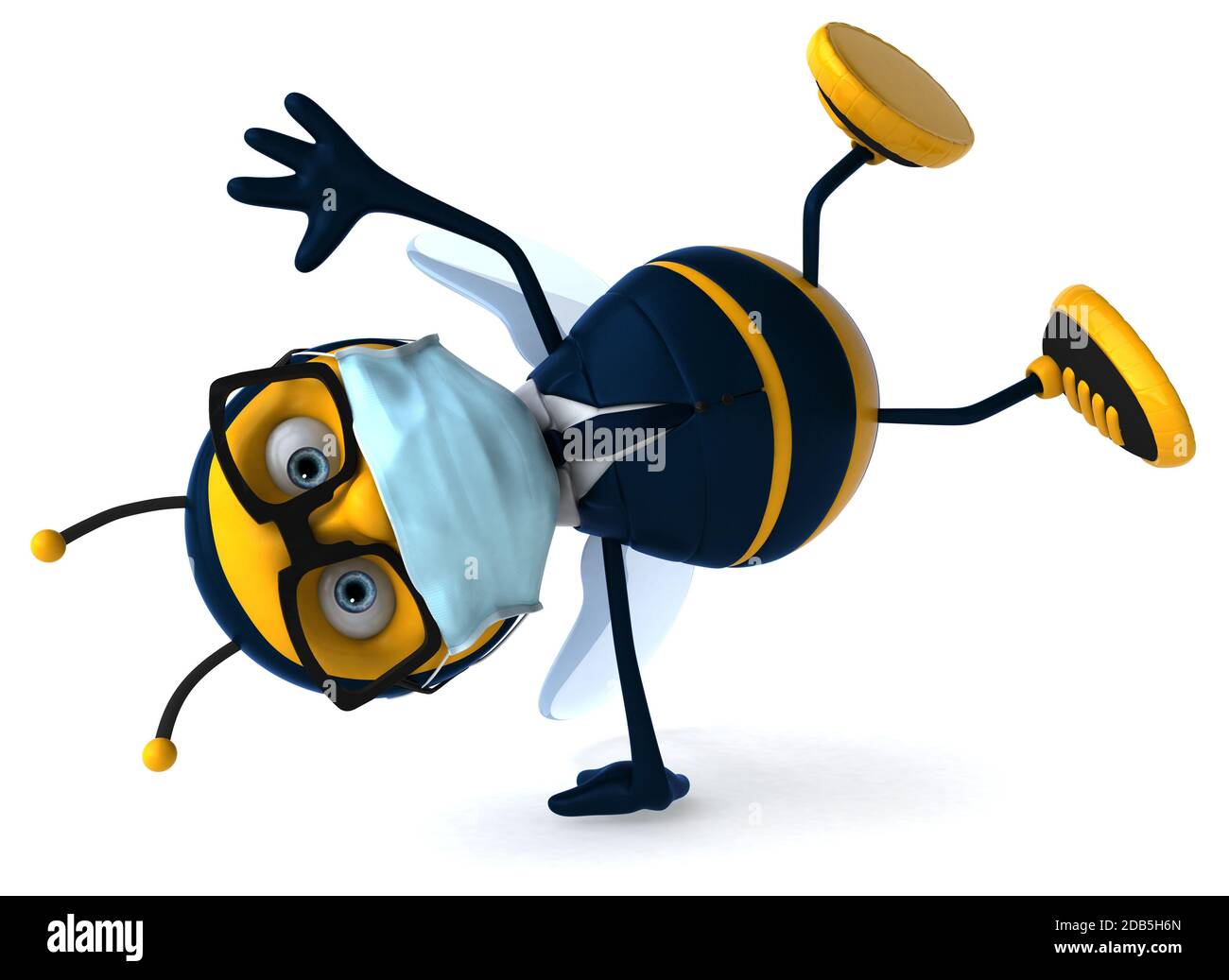 3D Illustration of a cartoon bee with a mask Stock Photo - Alamy