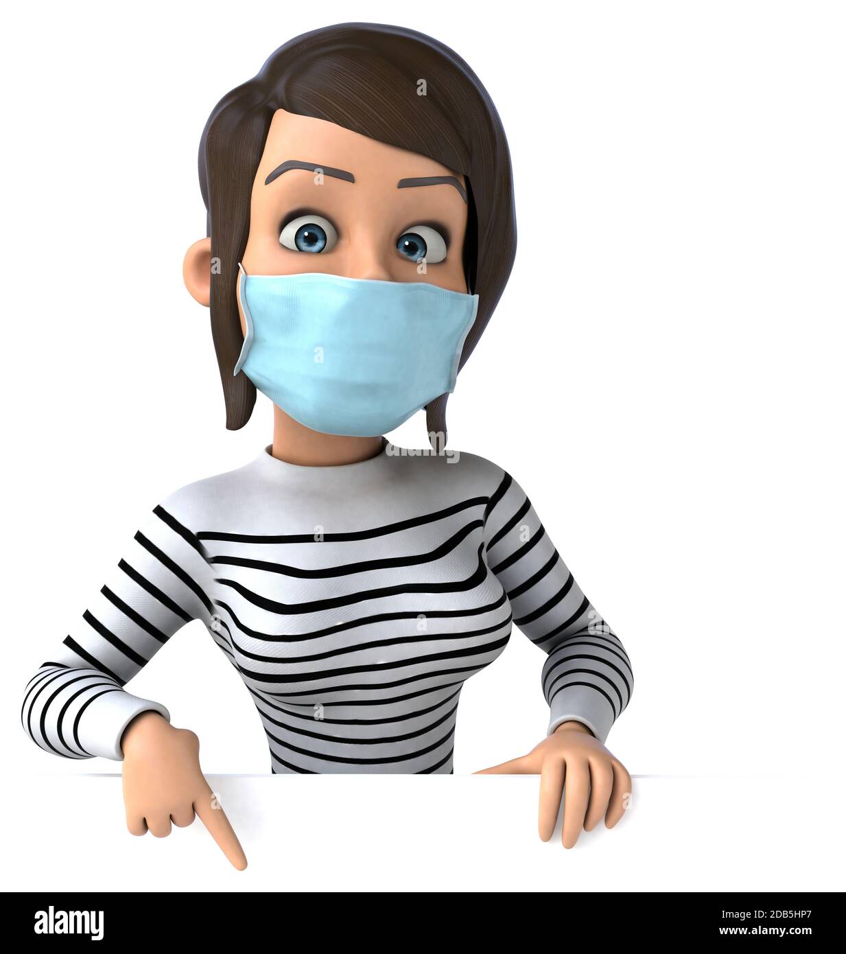 3D Illustration of a cartoon woman with a mask Stock Photo - Alamy