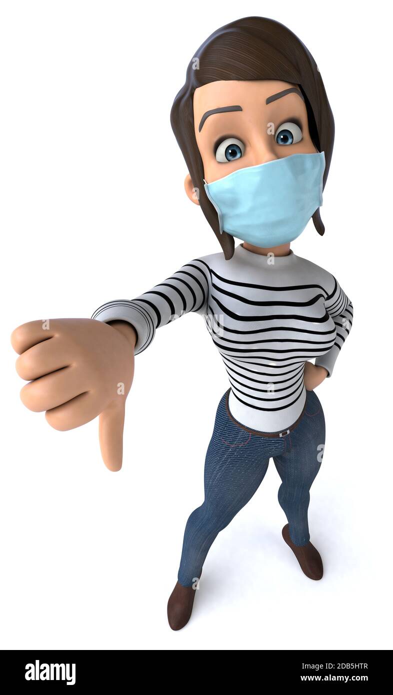 3D Illustration of a cartoon woman with a mask Stock Photo - Alamy