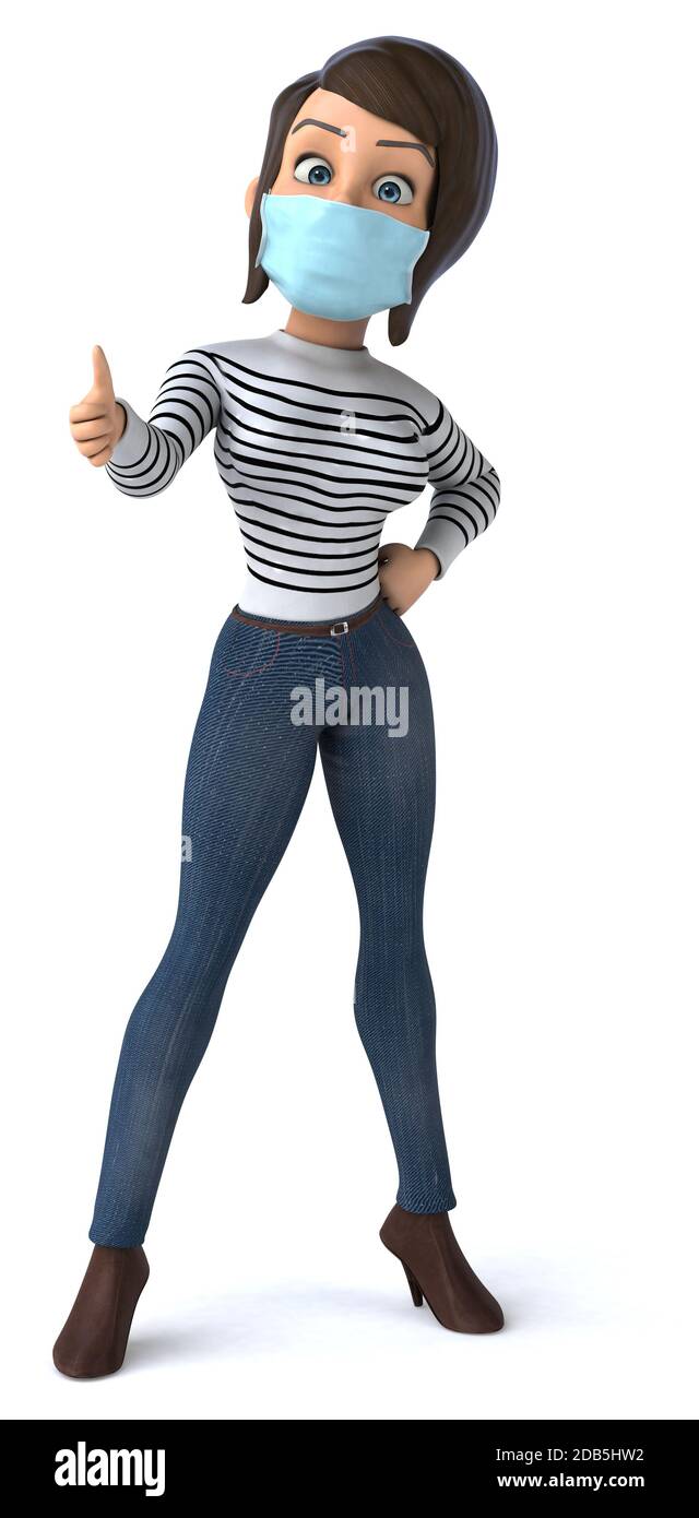 3D Illustration of a cartoon woman with a mask Stock Photo - Alamy