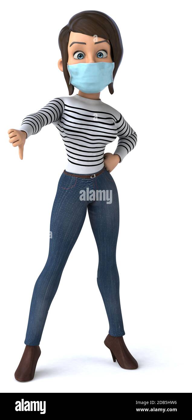 3D Illustration of a cartoon woman with a mask Stock Photo - Alamy