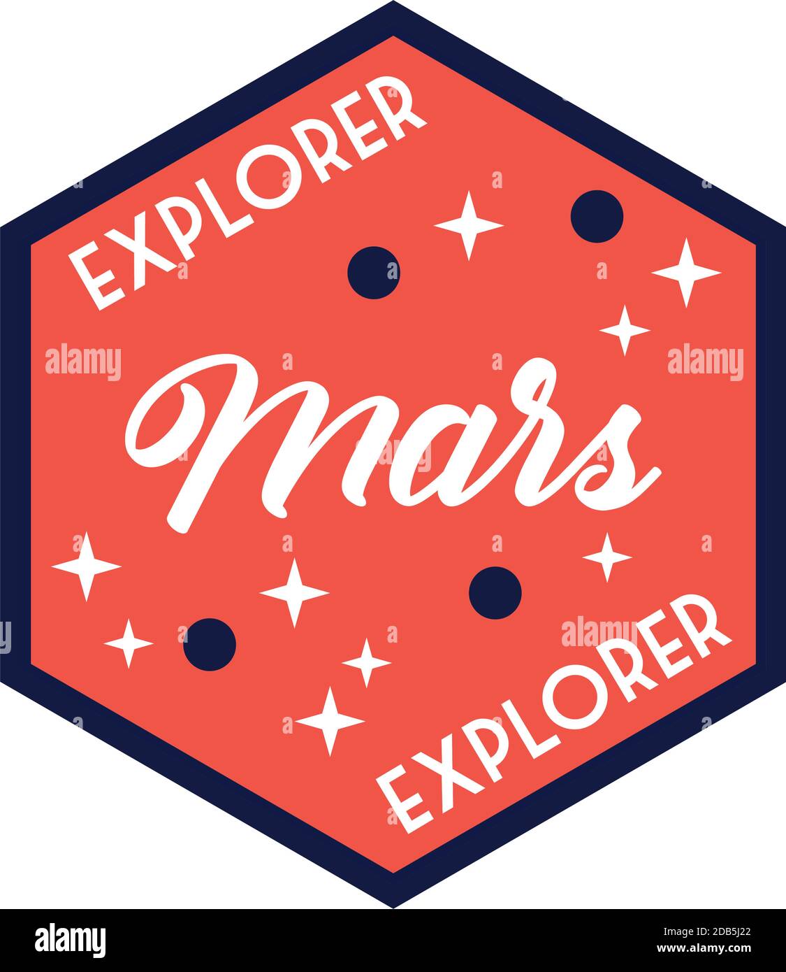 space badge with explorer mars lettering line and fill style vector ...