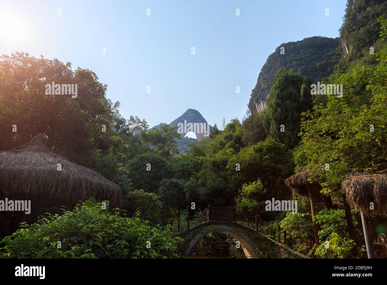 View of the magnificent mountains in China, Lunar Mountain, Yangshuo ...