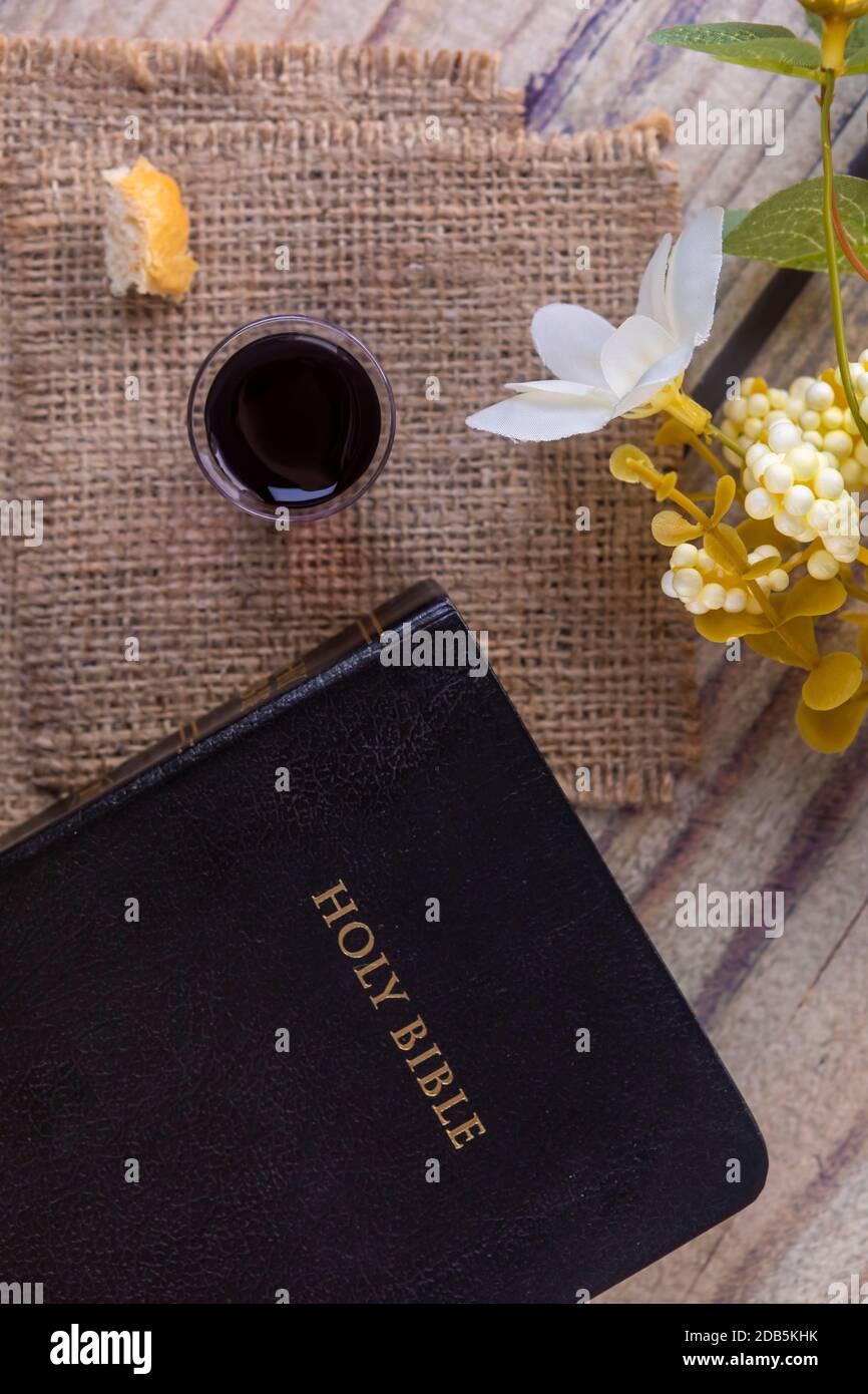 Taking communion concept - the wine and the bread symbols of Jesus ...