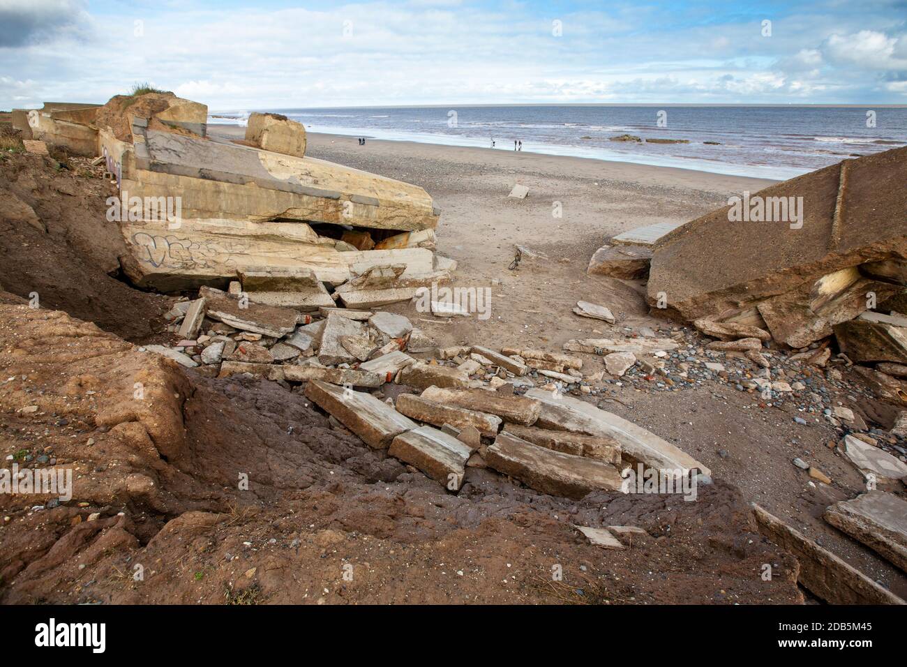 The Remains of the Godwin battery on the beach at Kilnsea at the head ...