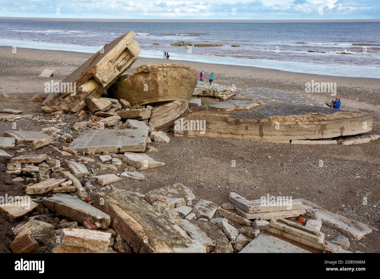 The Remains of the Godwin battery on the beach at Kilnsea at the head ...