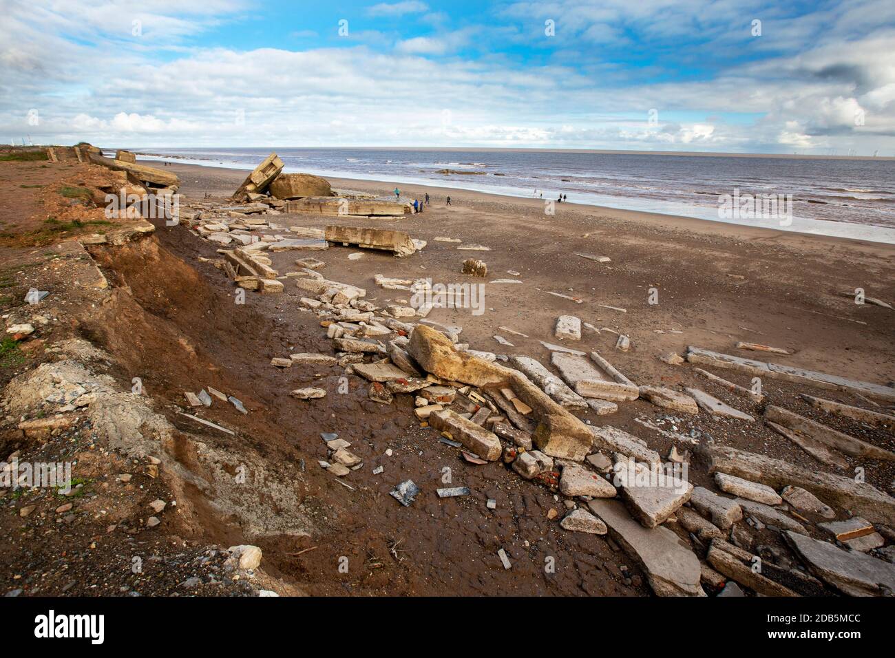 The Remains of the Godwin battery on the beach at Kilnsea at the head ...
